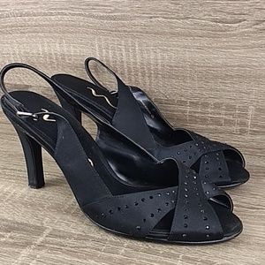Nina Shoes | Black 2 Inch Heels With Bling | Poshmark
